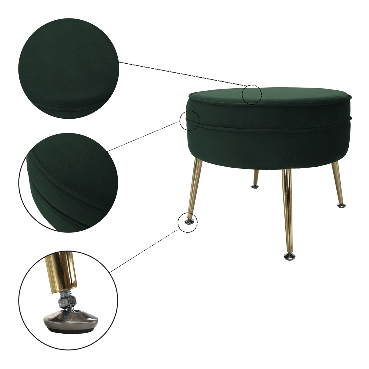 Taburetka Noblin New Typ 1 smaragdová (Velvet) / zlatá za 109 € | nabbi