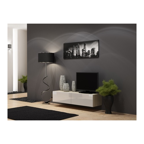 TV stolík na stenu Vigo 140 dub sonoma / biely lesk za 129 € | nabbi