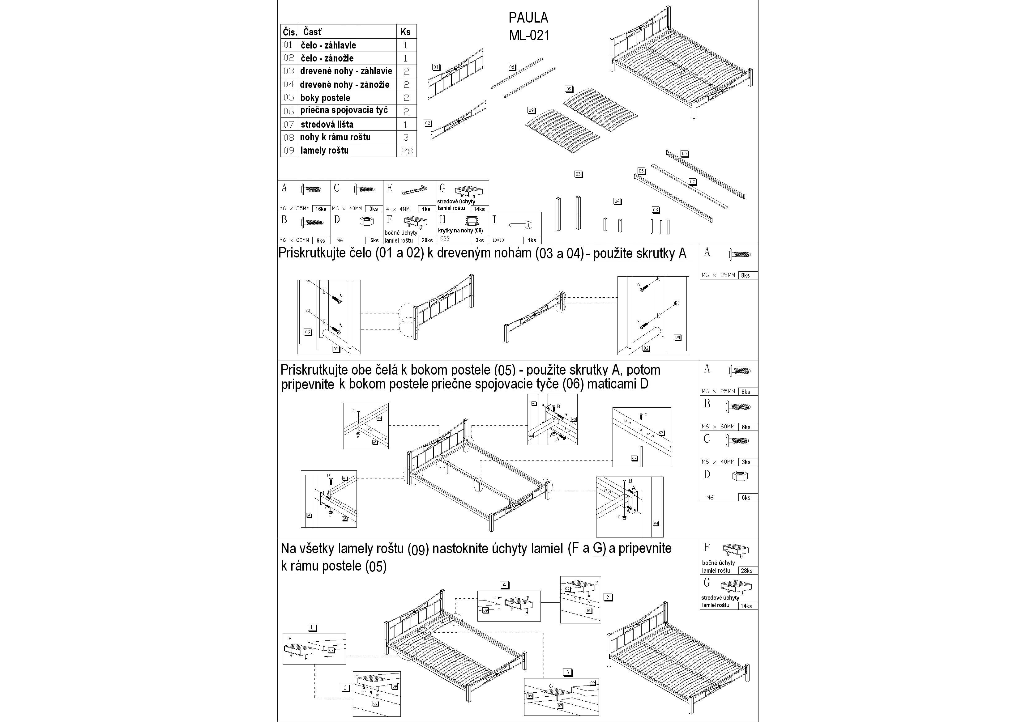 Manželská posteľ s roštom Paula 160 za 159 € | nabbi